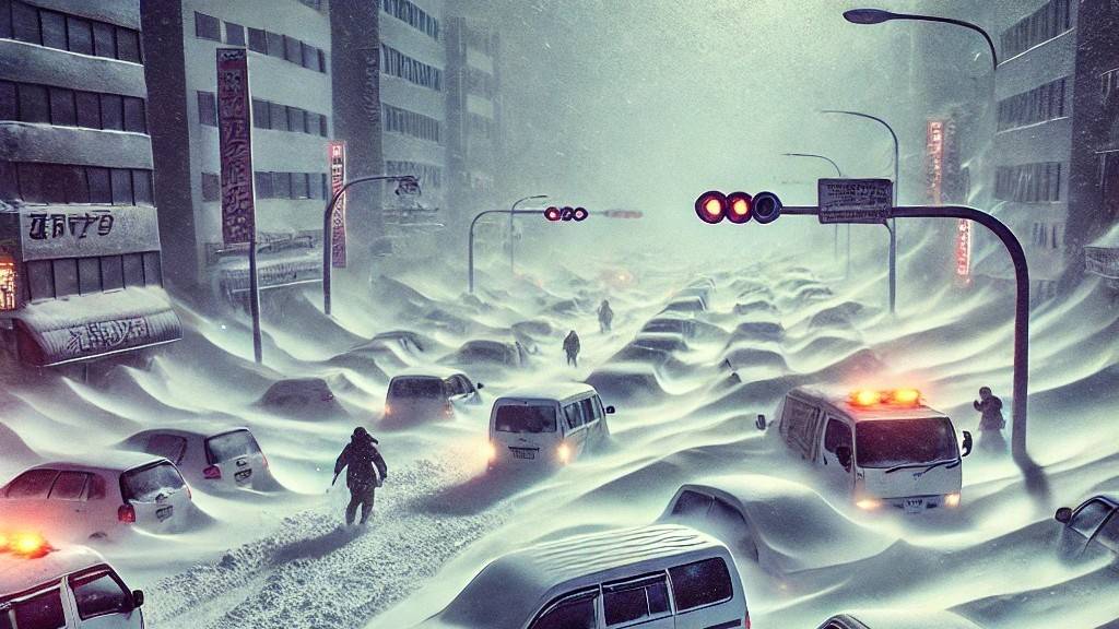 БЕЗУМНАЯ снежная буря в Японии! Более 1 метра снега за несколько часов!