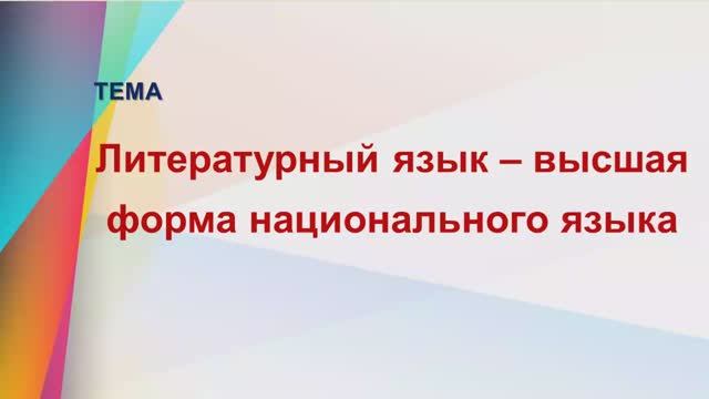 Литературный язык – высшая форма национального языка.wmv