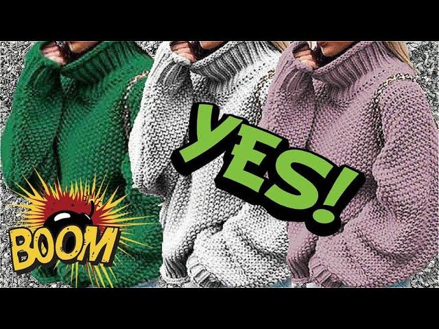 Модный Джемпер спицами. МК Узор + Схема