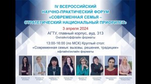 3 апреля 2024 года Круглый стол: «Современная семья: вызовы, решения, традиции»