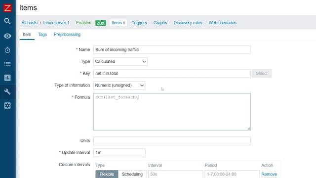 Performing data aggregations and calculations with Zabbix calculated items