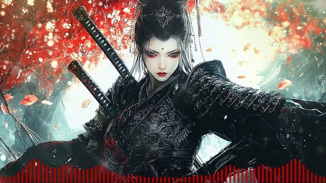 Shamisen Shreds and Blades Clash_ A Ronin’s Fiery Battle Beneath the Eternal Night (1)