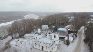 Полёт над Тарусой на квадрокоптере DJI mini 4K. Полёт над рекой Ока. Церкви города Таруса
