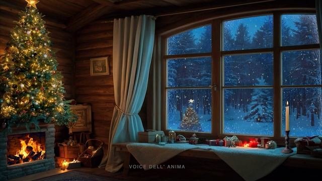 Уют у окна - Красивая Фоновая Музыка на Флейте под Треск Камина со Снегопадом за окном
