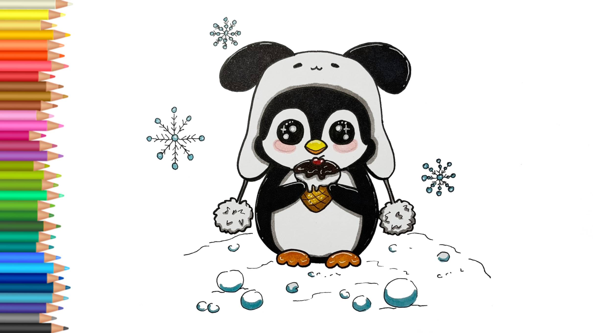 Как нарисовать пингвина просто❄️