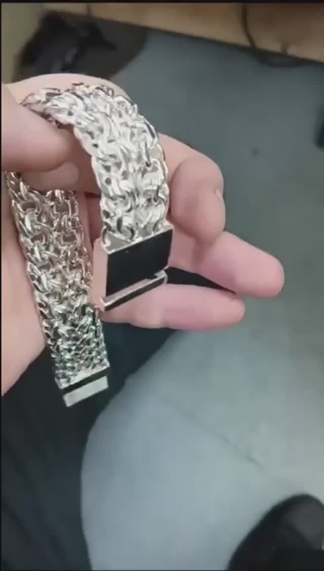 Изготовление мужского браслета двойной бисмарк из серебра 925 пробы