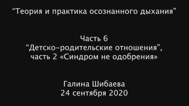 Часть 6. "Детско-родительские отношения", часть 2 «Синдром неодобрения»