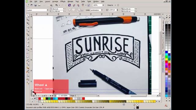 How to Design Logo From Hand Lettering Sketch SUNRISE using Corel DRAW ...