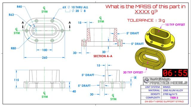 2D Drawing to 3D CAD - PRACTICE MODEL- Exercises for Onshape ...