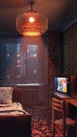 Evening room #shorts #pixelart #cozy #artist #vibes #blender3d #3d #3danimation #3dmodeling #art