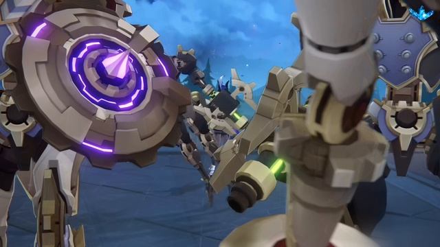 Бой Навии и Клоринды против жандарматонов катсцена из Genshin Impact