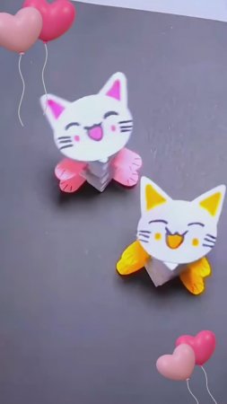 Бумажные игрушки - милые котята. 
Поделки для детей.