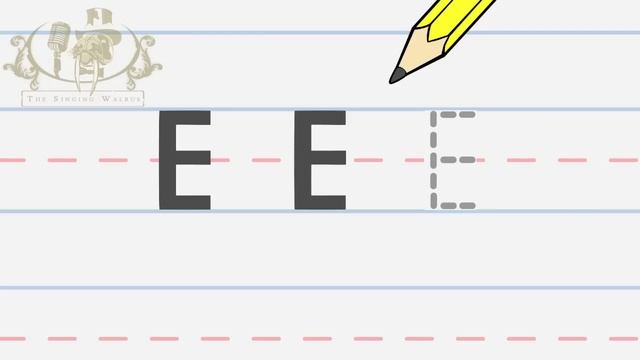 Write the letter E  Alphabet Writing lesson for children  The Singing Walrus
