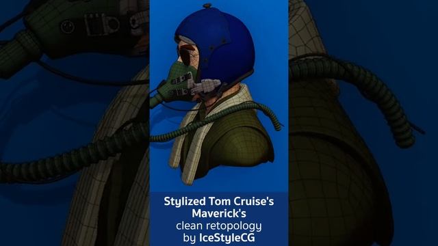 Stylized Tom Cruise’s Maverick’s clean retopology 3d modeling in Blender 3D