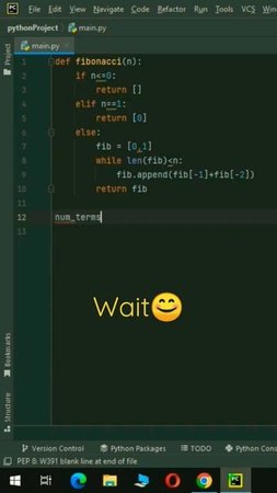 Fibonacci Sequence Generation Using While Loop In Python | #shorts #shortvideo #short #python
