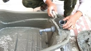 great creative from cement // how to make a fish tank and waterfall from a baby toothpick