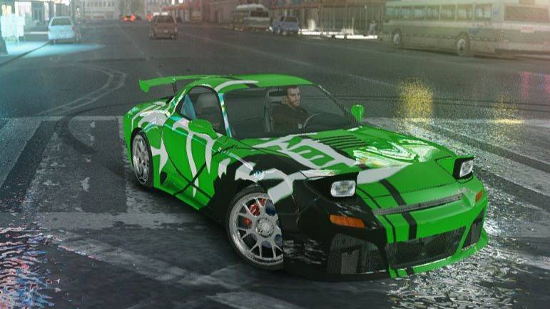 GDO 1:64 Need For Speed Carbon, Kenji Bushido (Boss) Mazda Rx-7 Игровая реальность на полке!