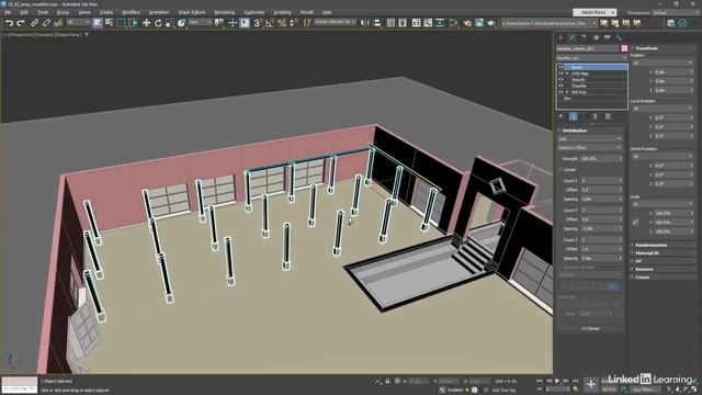 18 - Копирование объектов с помощью модификатора Array в 3ds Max 2025