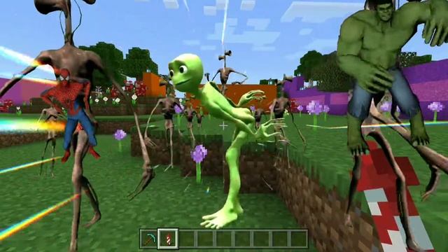 alien and spider Man Vs Huggy Wuggy and Halk dancing #minecraft #meme #dance