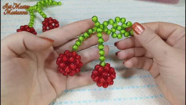 Вишня из бисера или бусин - Мастер-Класс