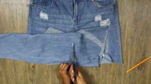 DIY Denim Cut-Off Skirt (NO SEWING)
