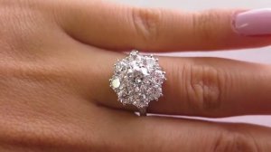 1910s Colorless 2.72ctw Antique OLD EUROPEAN Diamond Cocktail Cluster Platinum Ring