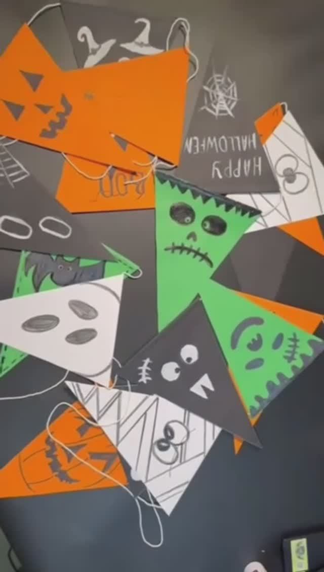 Своими руками гирлянда из цветной бумаги на Хэллоуин 🎃🎃🎃