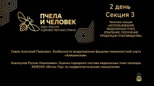Пчела и Человек 2025. 3 секция. Докладчики: А.П.Савин, Р.Н.Каипкулов