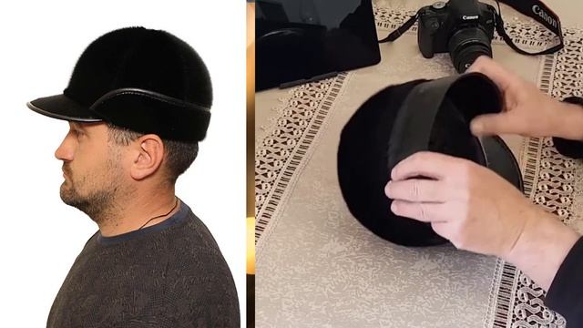 Бейсболка с отворотом зи меха нерпы