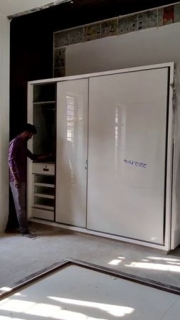 Wardrobe Sliding Door with Concealed Sliding Track and Sliding Lock | TG work 7010003701#shorts