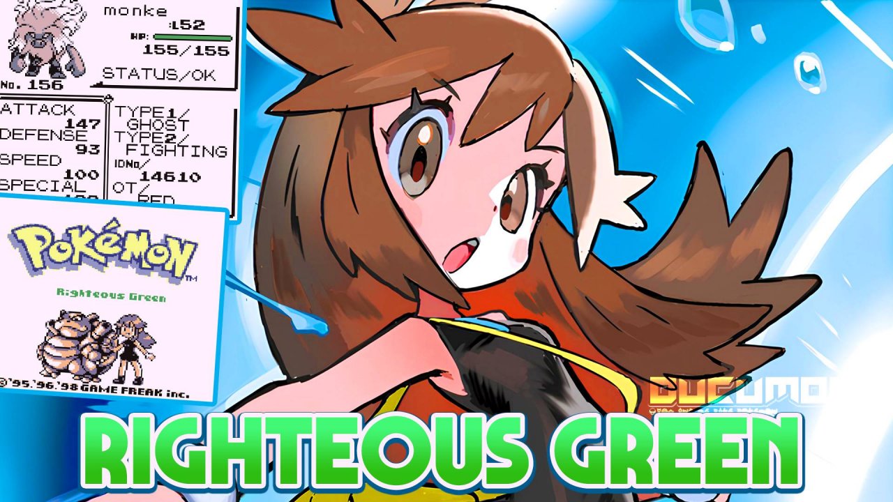 Pokemon Righteous Green - GB ROM Hack, вы играете за Зеленый, Сложный режим, Стальной, Темный, Фея,