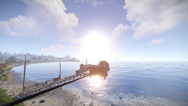 Приключение в Rust, рыбацкая деревня, вечерний закат, обои для рабочего стола, живые обои, графи