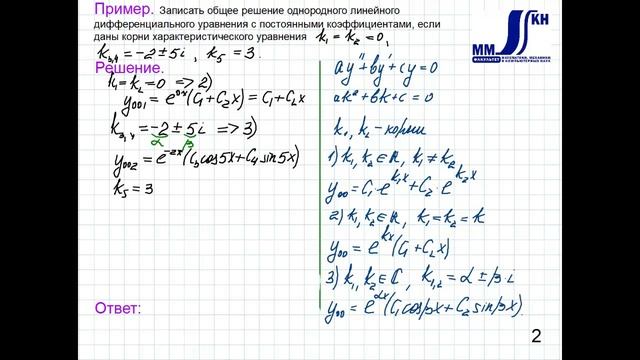 3_40_Однородные линейные дифференциальные уравнения высшего порядка с постоянными коэффициентами
