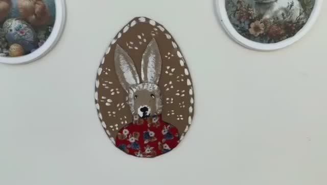 Пасхальный декор своими руками. Портрет зайца из яичной коробки 🪺