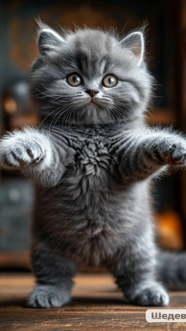 Котенок учится танцевать