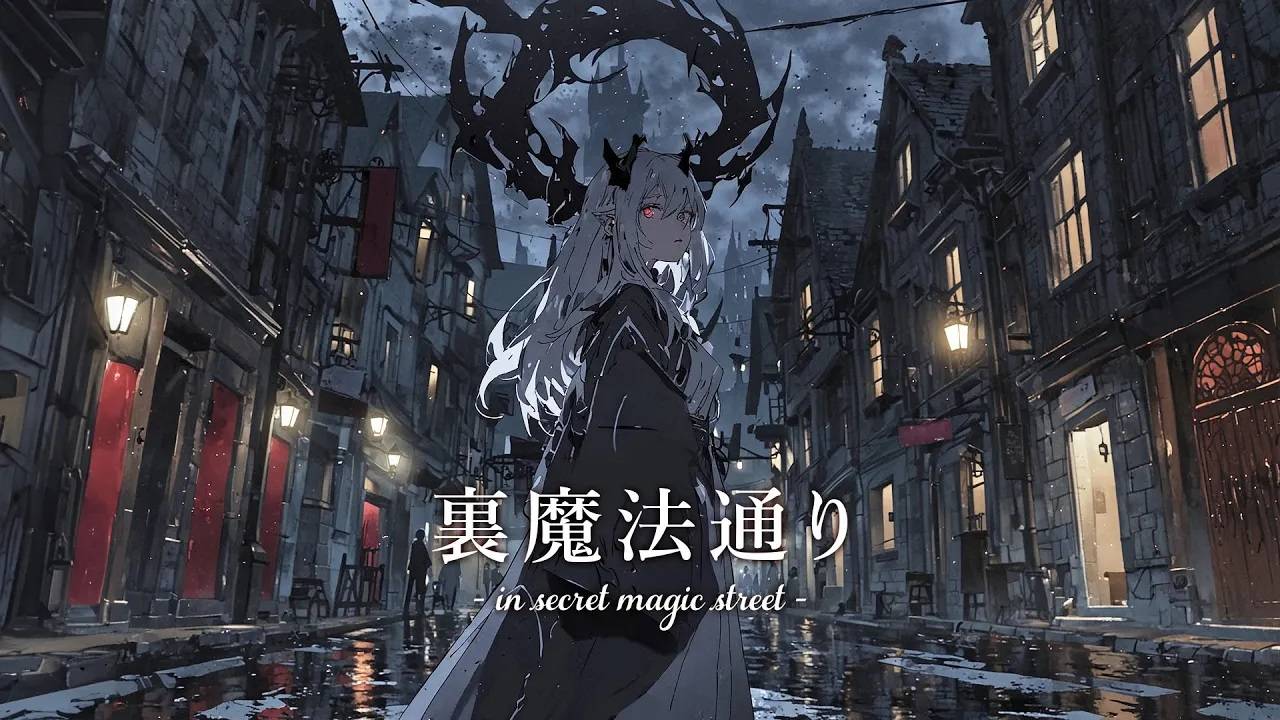 Dark fantasy music on a rainy night    - in secret magic street -