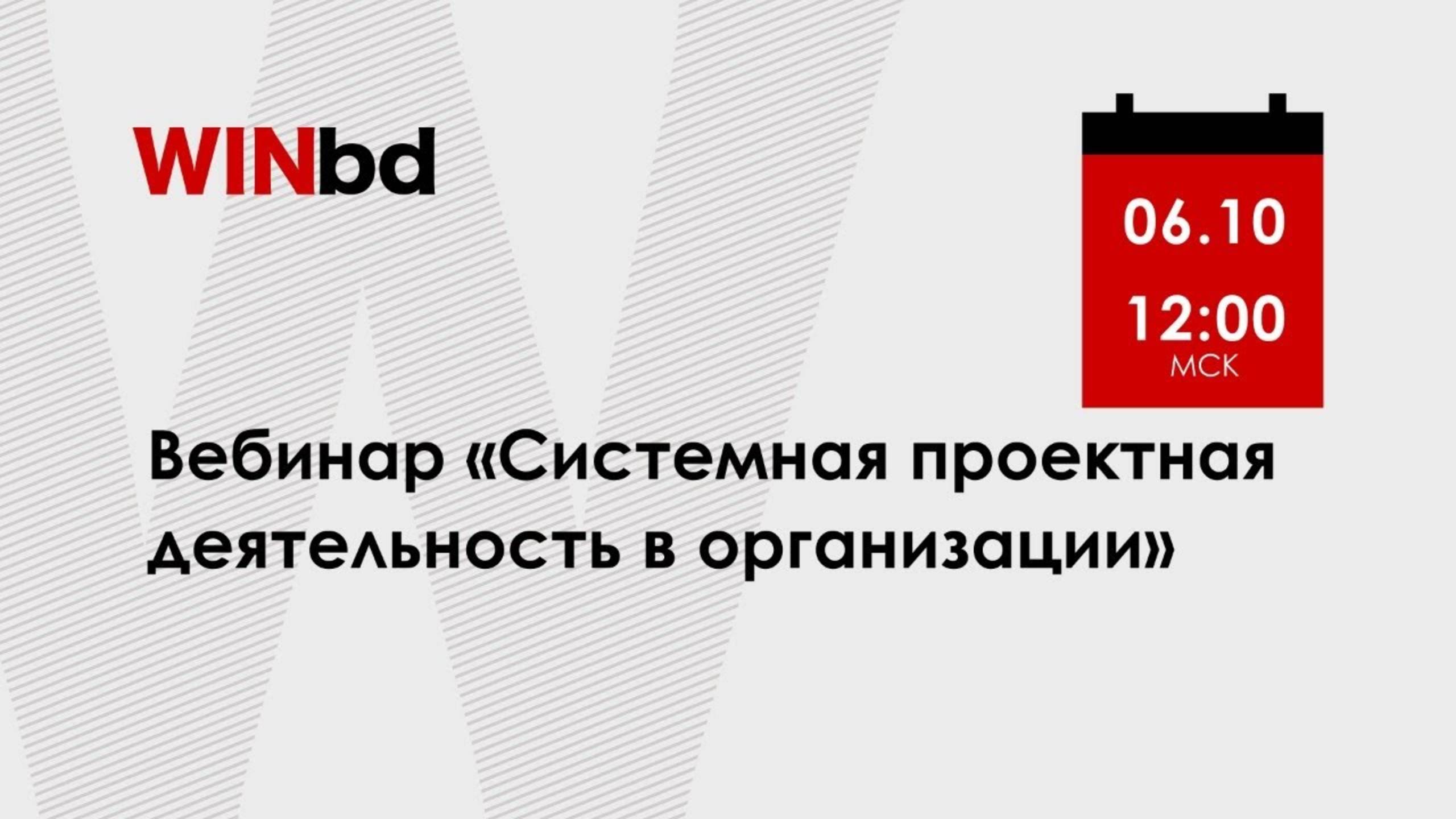 Вебинар «Системная проектная деятельность в организации»