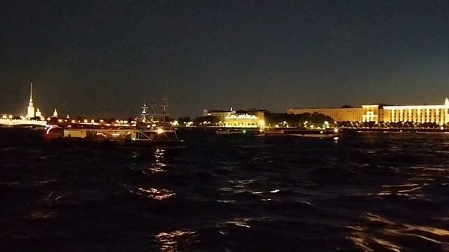 Ночной Питер с Невы, разведение мостов. Июль 2024
