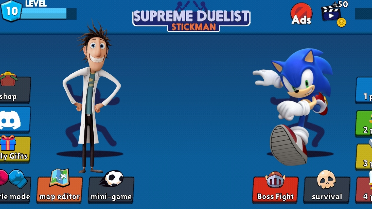 Флинт Локвуд против Соника в stickman duelist