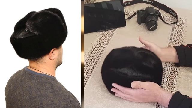 Мужская классическая ушанка из меха норки