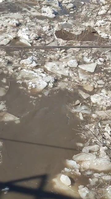 2024 год Ледоход на реке  Рудня, село Починки, Нижегородская область
