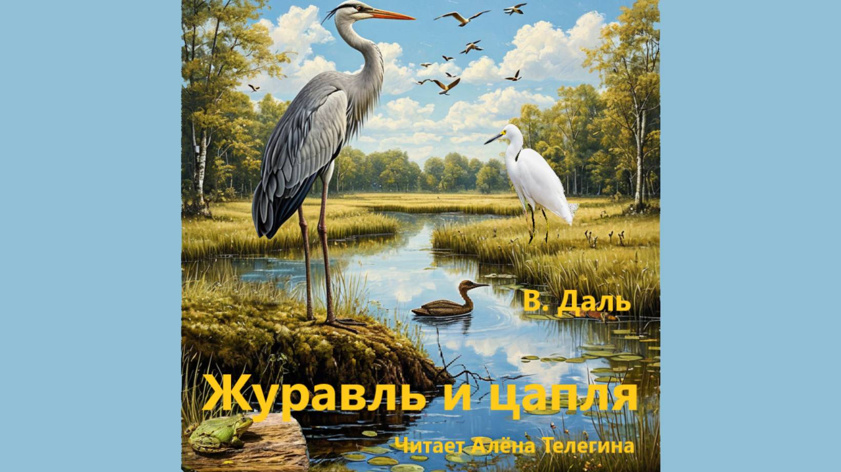 «Журавль и цапля» В. Даль.  Сказка с картинками