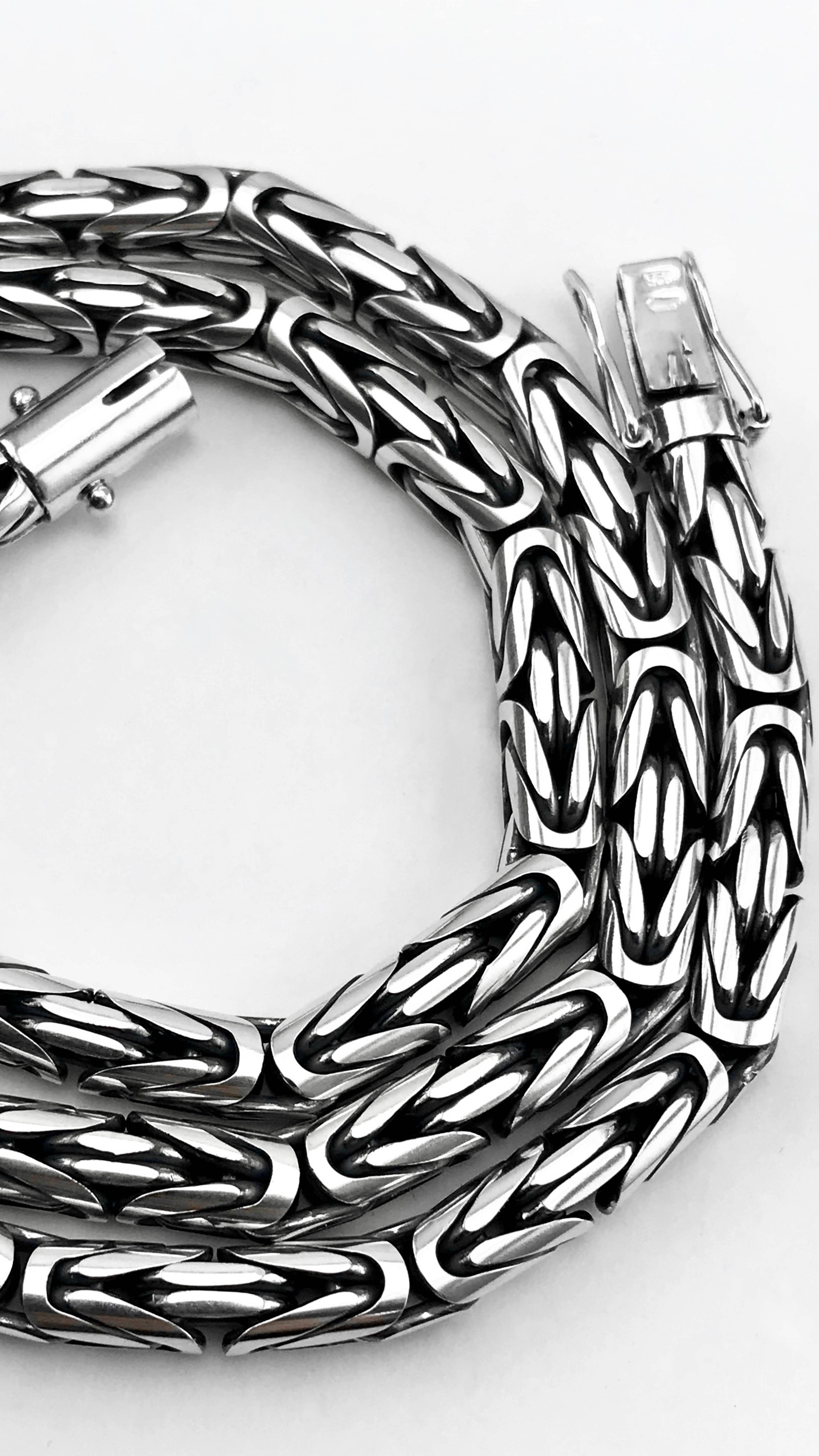 Серебряная цепь Кардинал круг, лисий хвост, ширина 8 мм. 50, 55, 60, 65 см. Замок-коробка.