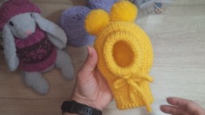🌈🧶СП Радуга_3_желтая неделя. Шапочка для небольшой собачки🐕🦺