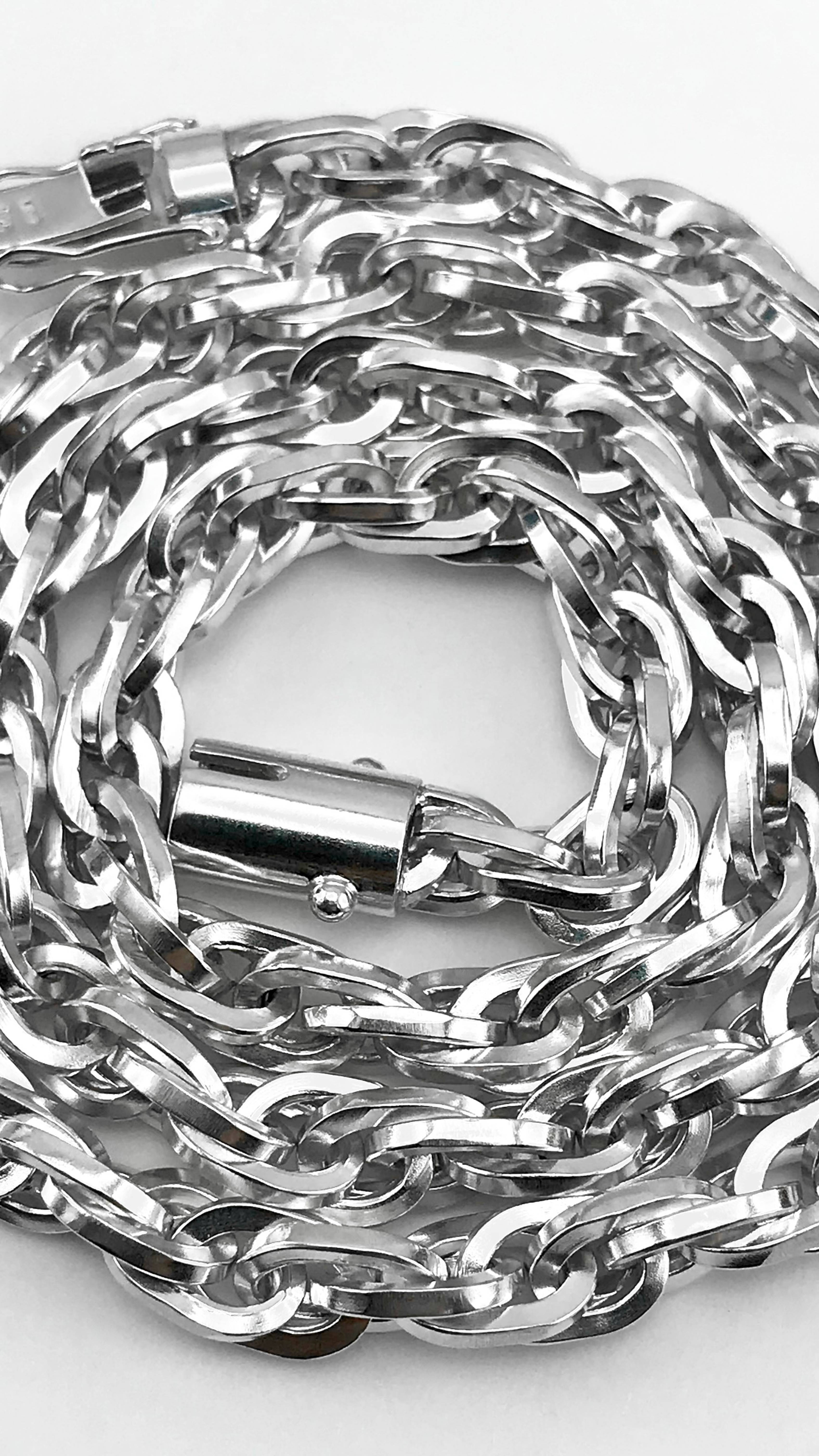 Серебряная цепь Канат, ширина 9 мм. 50, 55, 60, 65 см. Замок-круглая коробка.