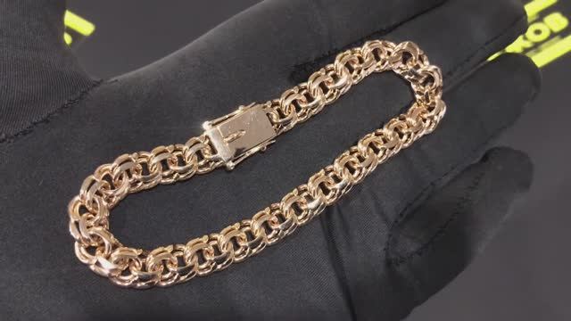 арт. А0233 Золотой браслет БИСМАРК 21 см ширина 8 мм