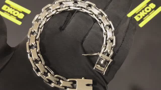 арт. А0028 Браслет из серебра Двойной якорь, 21 см, ширина 10 мм, с замком коробка