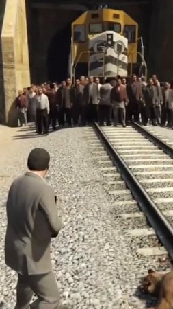 GTA V - Men stops the train