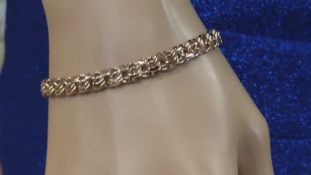 Арт. А0160 Золотой браслет бисмарк 17 см ширина 5,5 мм