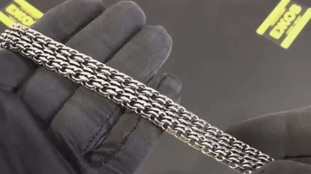 арт. А0217 Серебряный браслет ФЕРДИНАНД, 20 см, ширина 12 мм, с замком коробка.